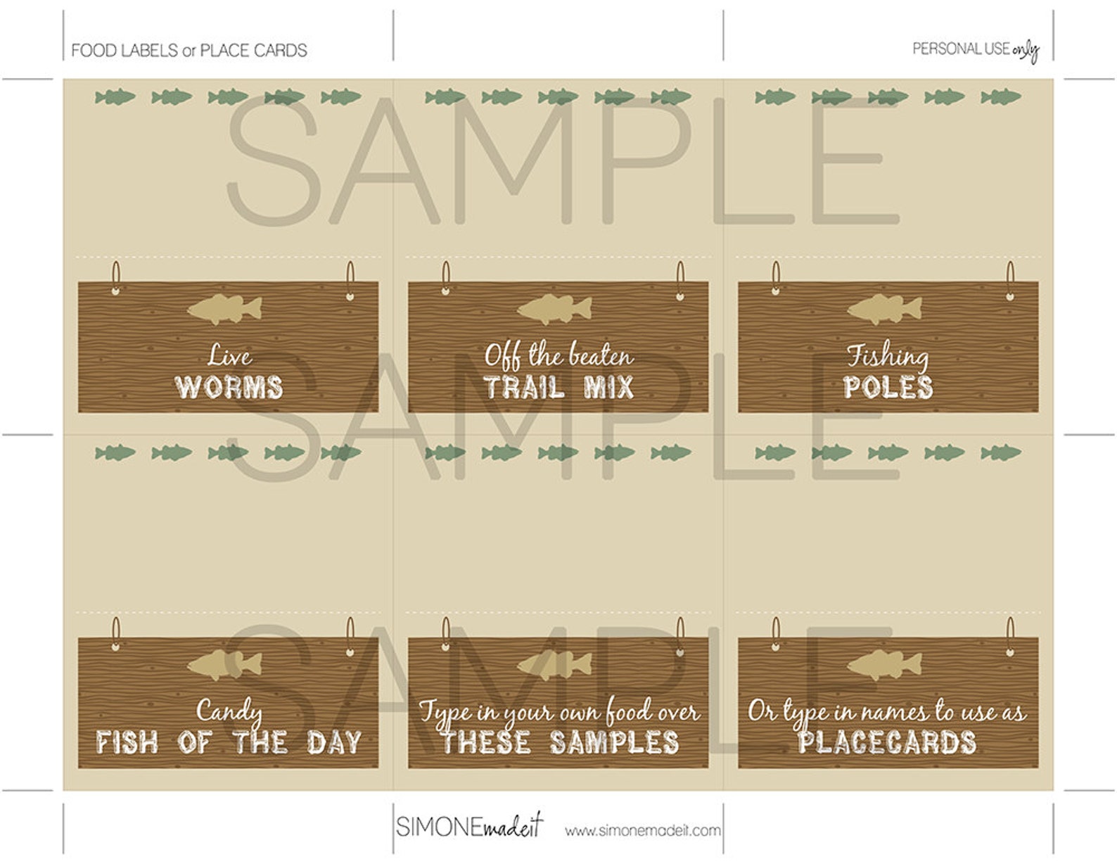 Fishing Food Labels Template Printable Gone Fishing Theme - Etsy