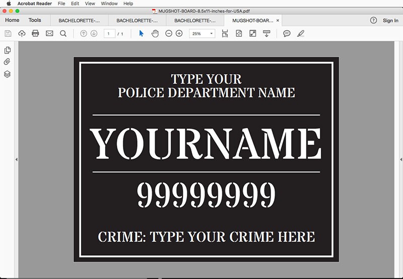 Mugshot Sign Board Photo Booth Prop Mug Shot Police Etsy Australia