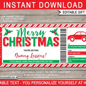 Driving Lessons Gift Voucher Template Certificate Ticket - Printable ...