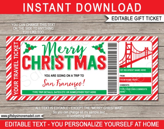 San Francisco Ticket Template Gift Voucher Certificate - Printable ...