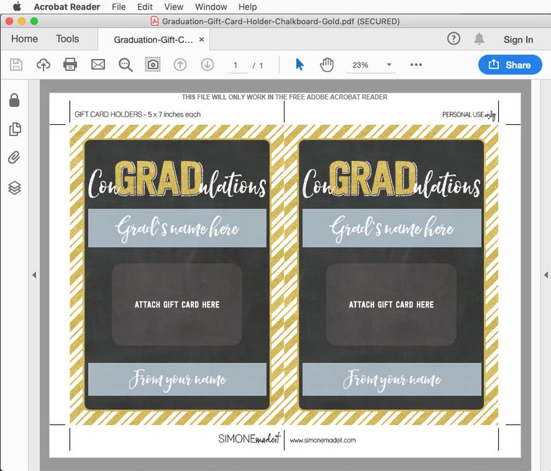 Graduation Gift Card Holder Printable Template | Etsy