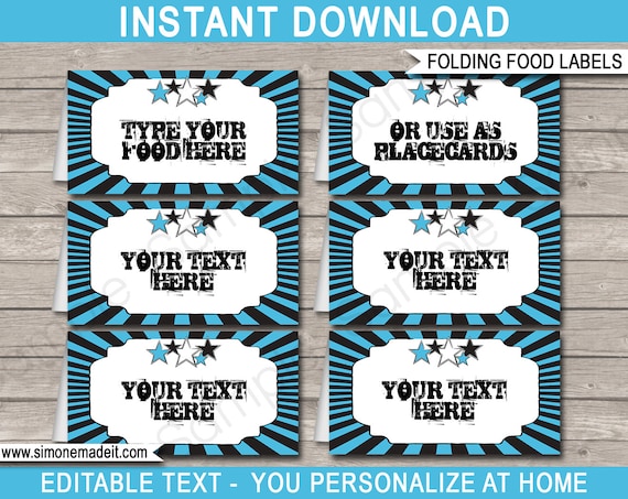 Rockstar Food Labels Template - Printable Rock Star Theme Birthday ...