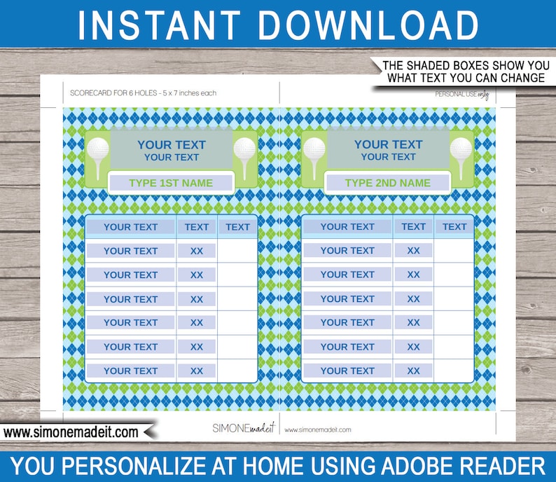 Editable Golf Scorecard: 6 & 9 Holes (printable PDF) - Etsy