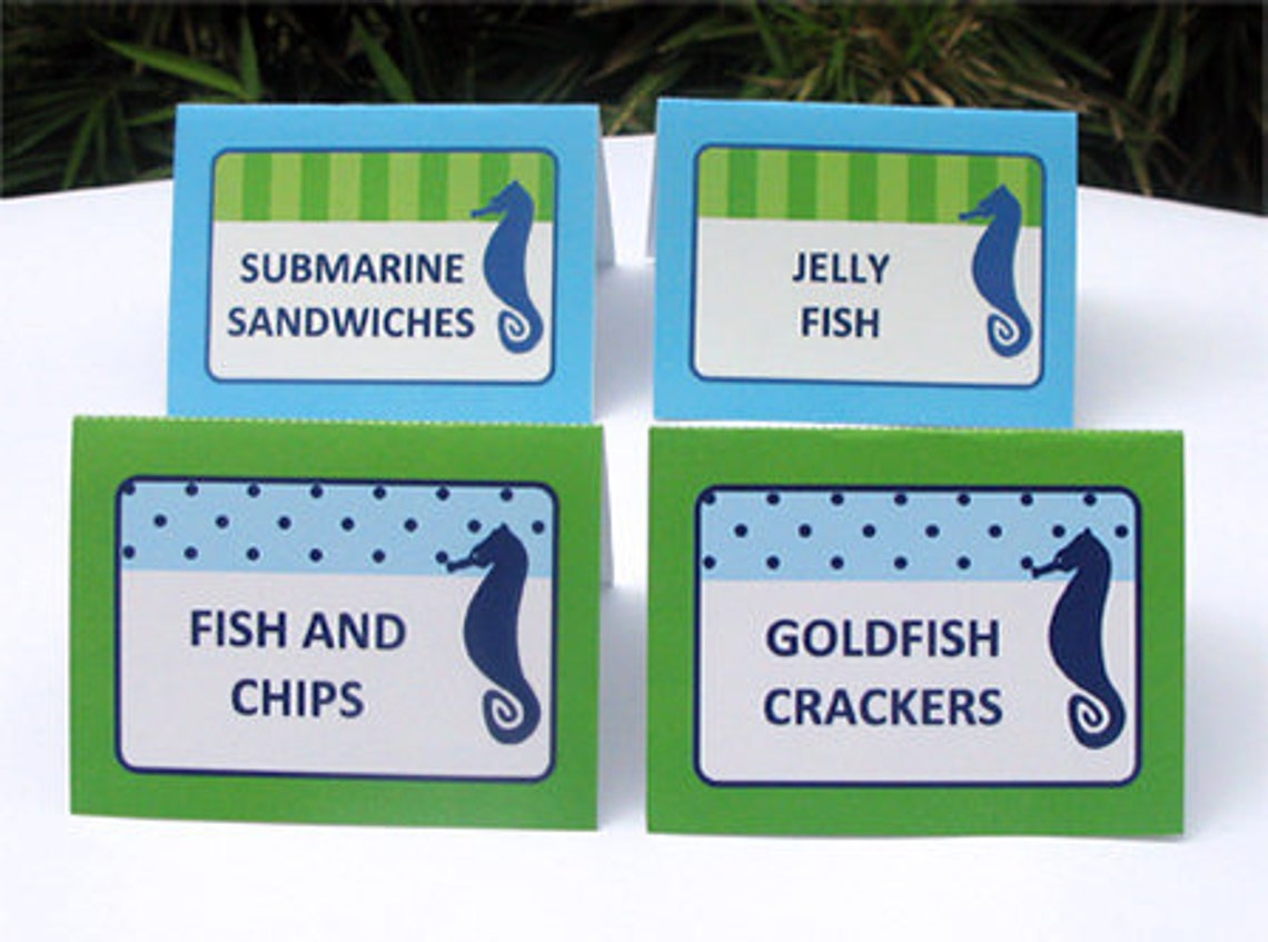 Under the Sea Food Labels Buffet Tags Tent Cards Party - Etsy