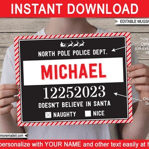 Weihnachten Mugshot Schild Vorlage - Photo Booth Prop - Mug Shot ...