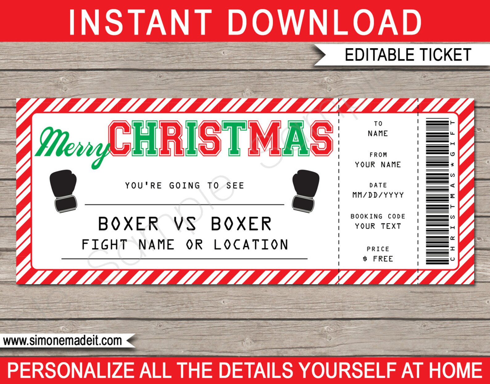 Christmas Boxing Ticket Gift Surprise Boxing Match Ticket - Etsy