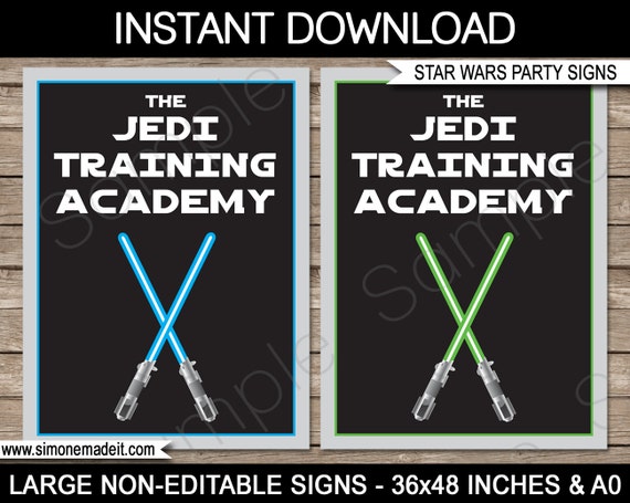 Star Wars Party Signs - "The Jedi Training Academy" - INSTANT DOWNLOAD ...
