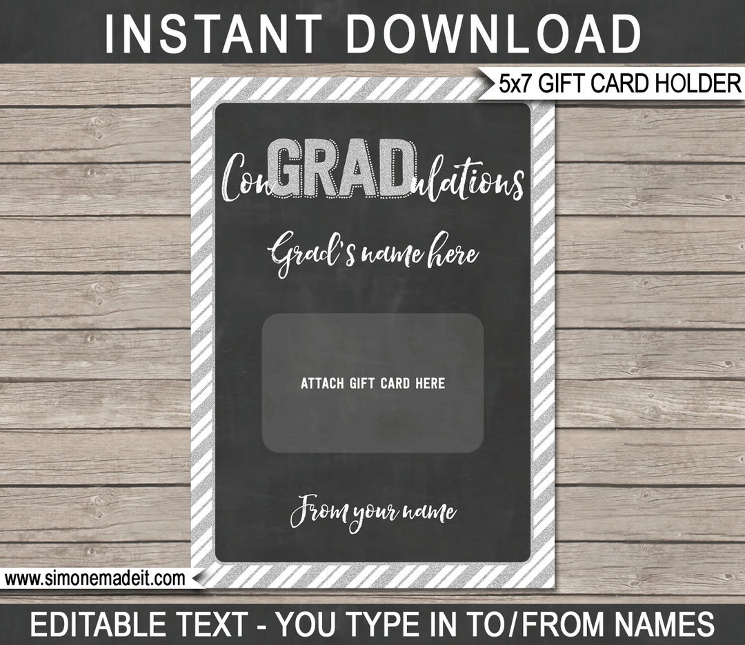 Graduation Gift Card Holder Printable Template - Congradulations ...