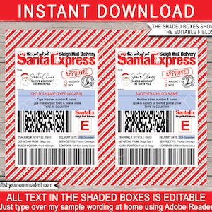 Santa Express Shipping Labels Template - Christmas Mail Gift Stickers ...