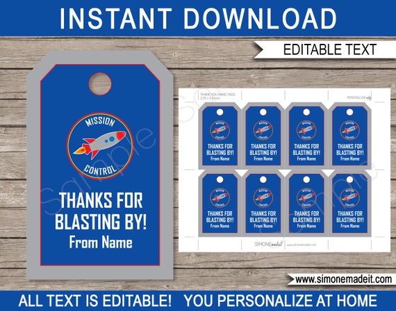 Astronaut Favor Tags Template - Prinatble Birthday Party Thank You Tags ...