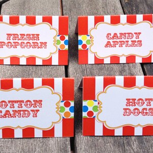 Carnival Food Labels Template: Editable Circus Party Place Cards ...