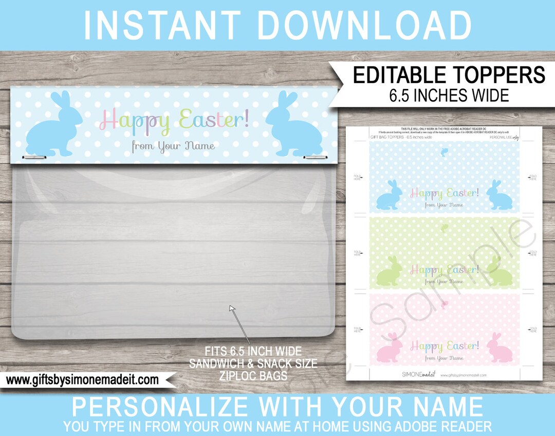 Printable Easter Bag Toppers Gift Tags Template - Happy Easter Class ...
