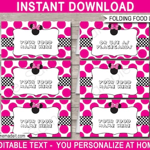 Minnie Food Labels - Etsy