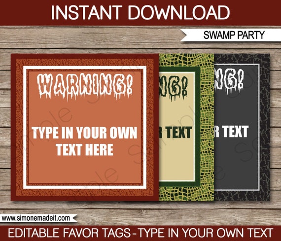 Swamp Favor Tags Template - Printable Bayou Theme Birthday Party Thank ...