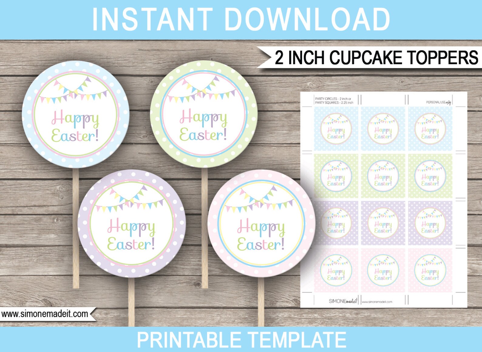 Printable Easter Cupcake Toppers Easter Theme Party - Etsy