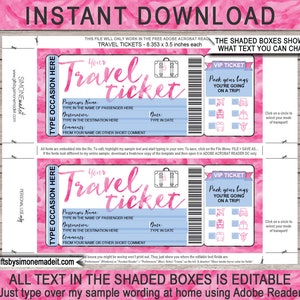 Printable Travel Ticket Template: Surprise Vacation Reveal (PDF) - Etsy