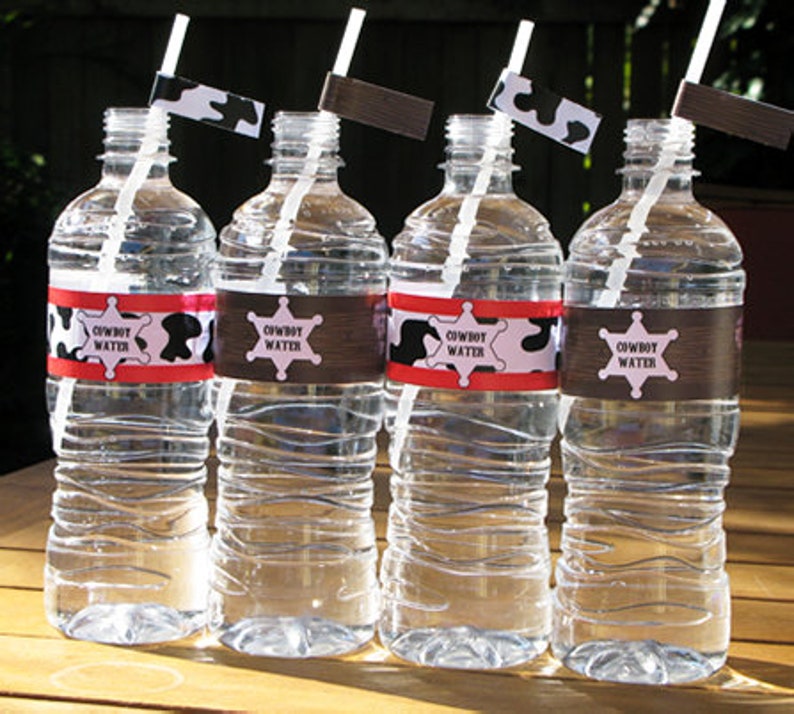 Cowboy Water Bottle Labels: Western Birthday Party Decorations ...