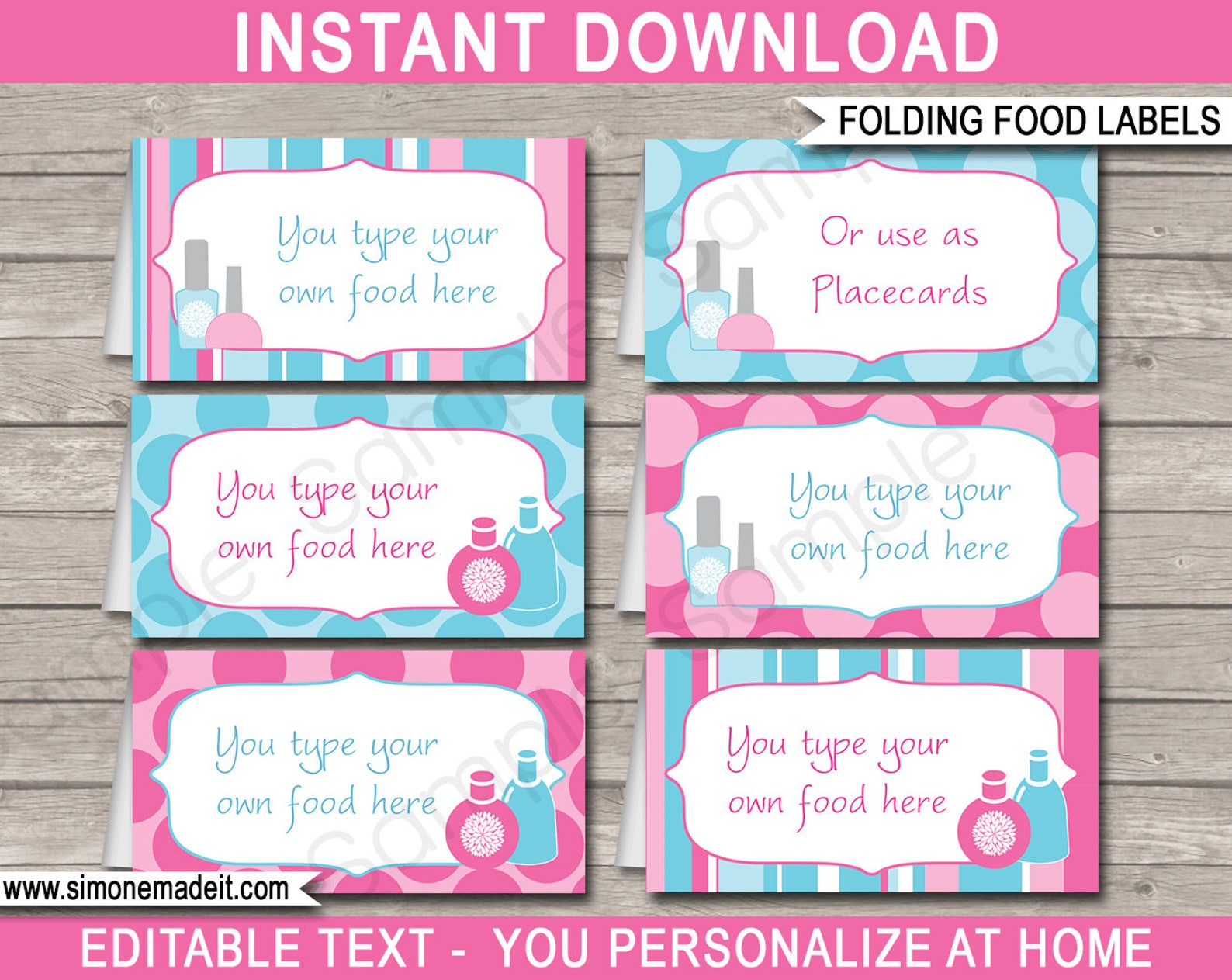 Spa Party Printable Decoration & Invitation Bundle (DIY Editable Text ...