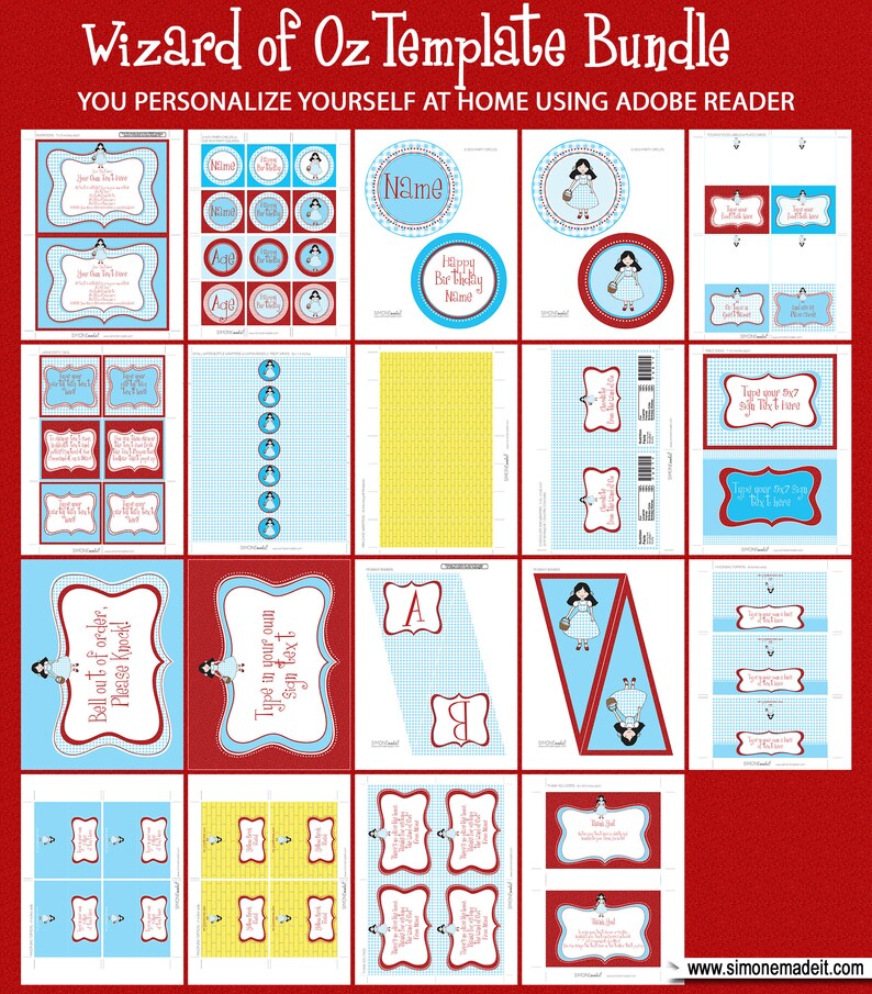 Wizard of Oz Decorations & Invitation Printable Template - Etsy