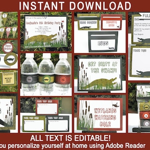 Swamp Party Decorations & Invitation Bundle: Editable Printable ...
