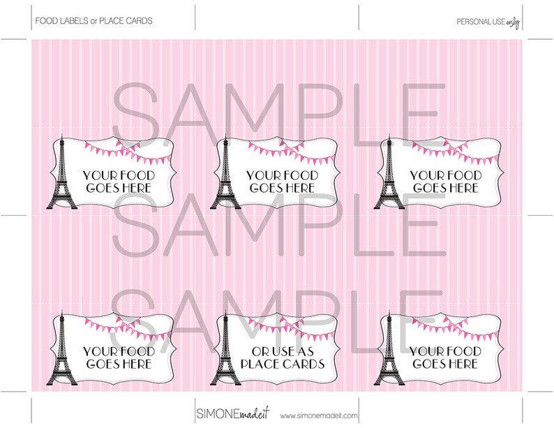 Paris Food Labels Template Printable Paris Theme Birthday - Etsy