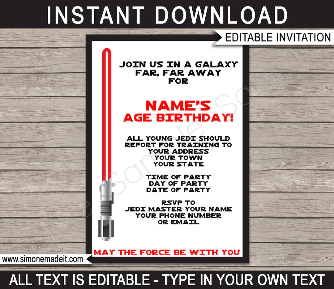 Invitación de cumpleaños de Star Wars Invitación a la fiesta de ...