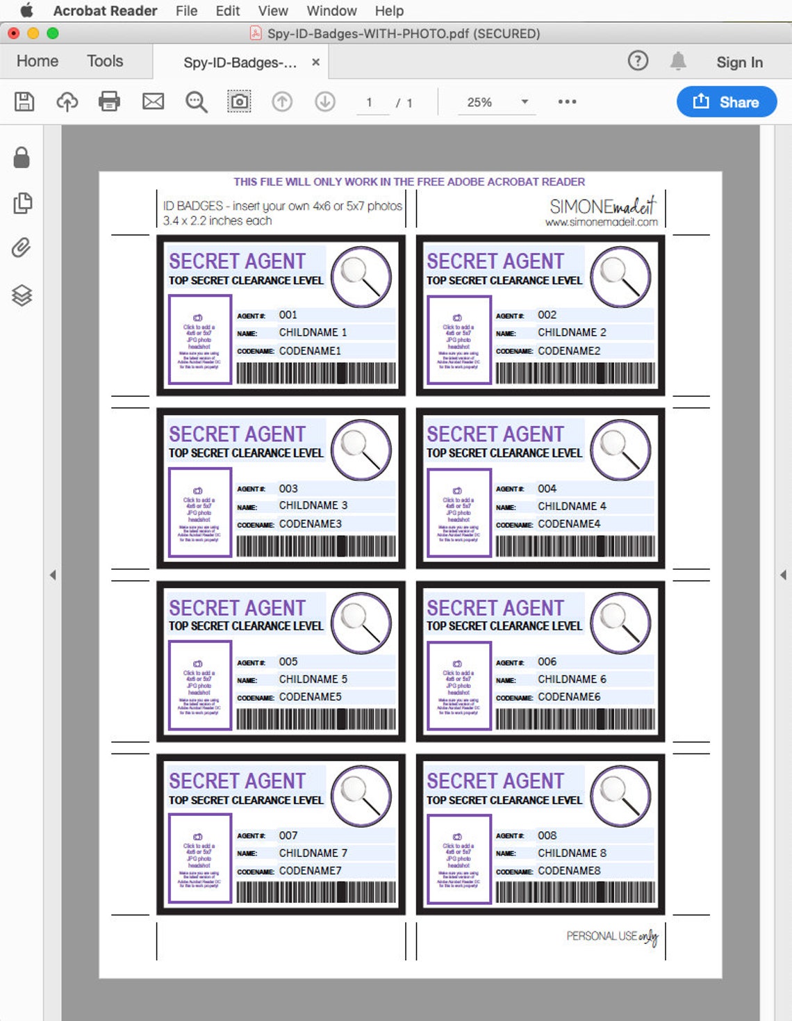Spy Birthday Party Printables Secret Agent Badge Printable - Etsy Nederland
