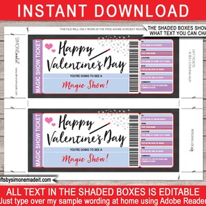 Magic Show Ticket Template - Printable Valentines Day Gift Voucher ...
