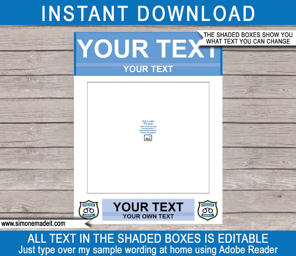 Police Wanted Poster Template Printable Birthday Party - Etsy