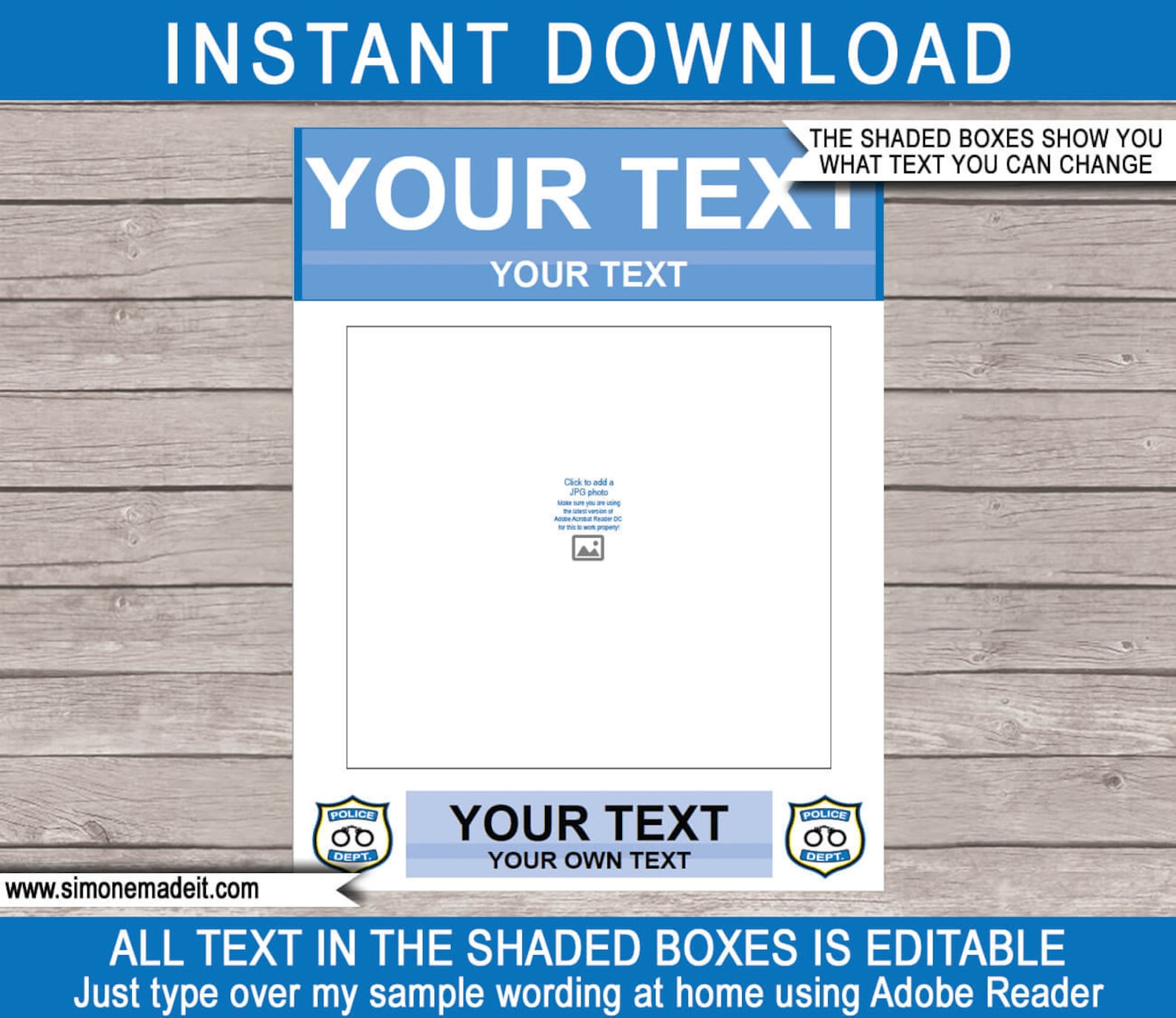 Police Wanted Poster Template Printable Birthday Party - Etsy