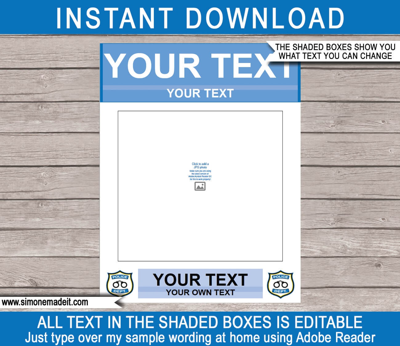 Police Wanted Poster Template Printable Birthday Party - Etsy