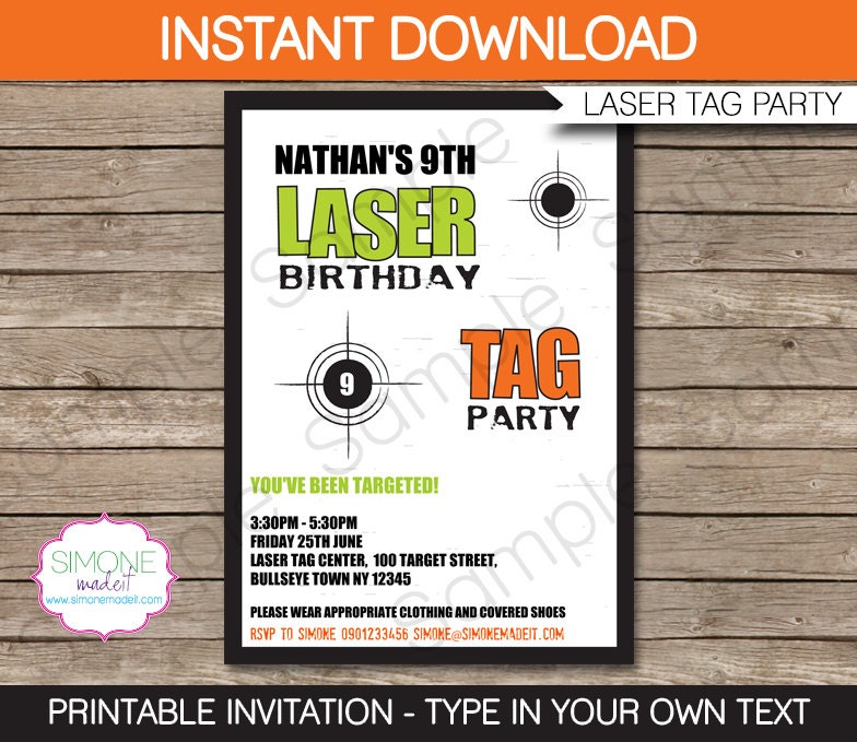 Laser Tag Flyer Invitations Printable
