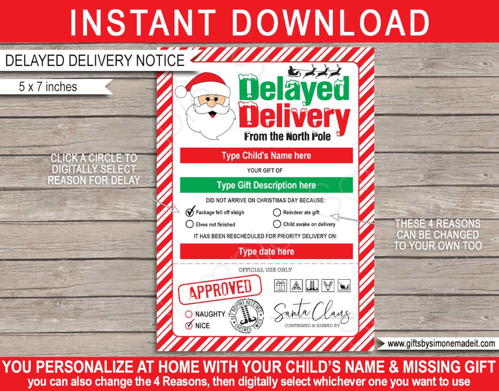 Late Gift From Santa Template - Printable Delayed Christmas Gift Letter ...
