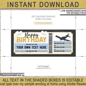 Flying Lessons Voucher Template - Printable Birthday Pilot Training ...