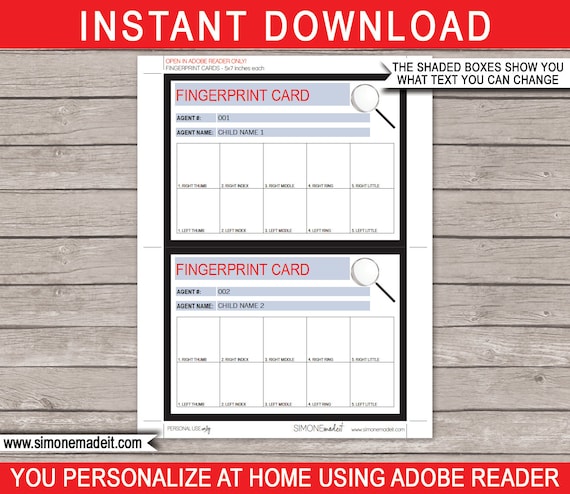 Downloadable Fingerprint Chart Printable