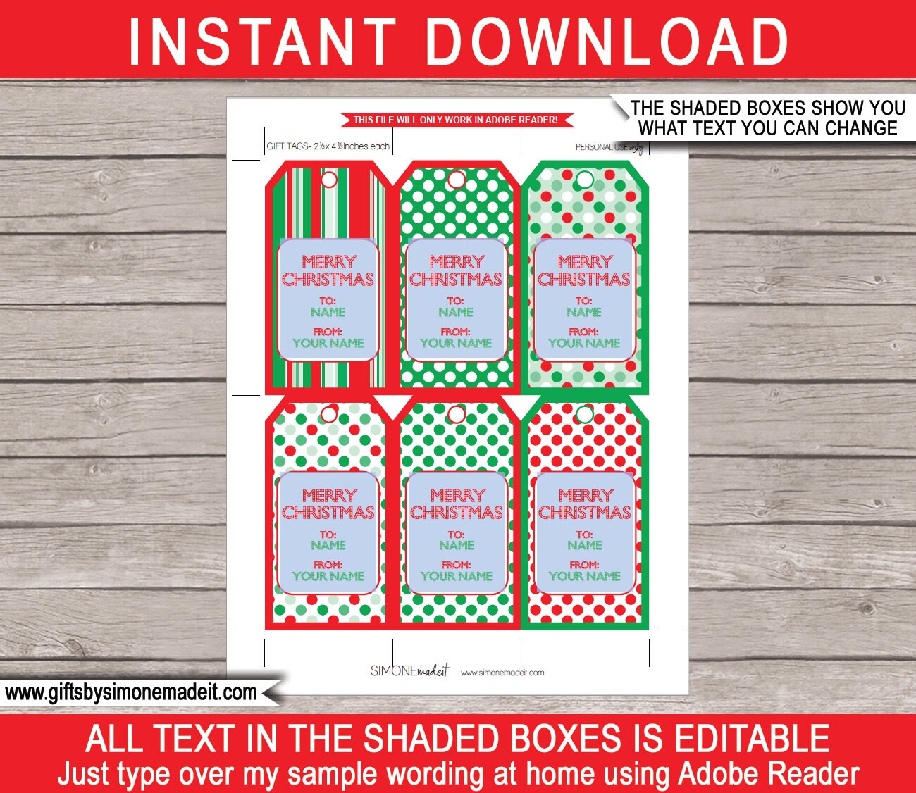 Printable Christmas Gift Tags – Editable Text (instant Download) - Etsy