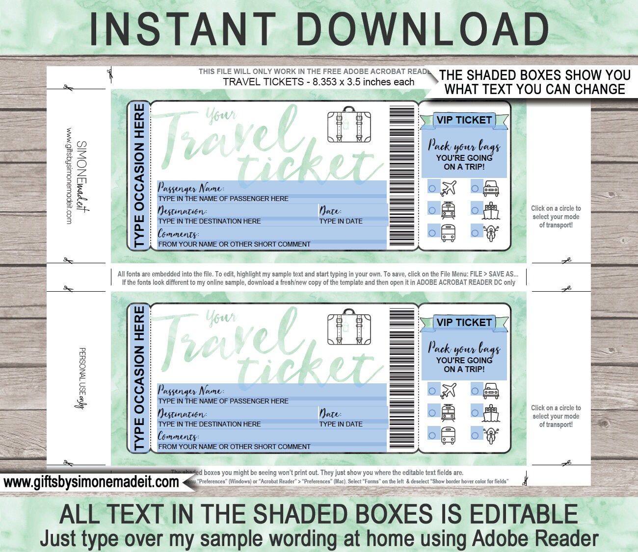 Travel Ticket Template Boarding Pass Printable Surprise Trip - Etsy Canada