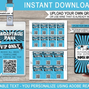 Rockstar Birthday Backstage Pass Template: Editable VIP Pass (instant ...
