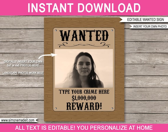 Wanted Poster Template For Kids