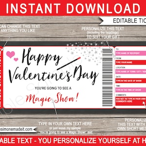 Magic Show Ticket Template - Printable Valentines Day Gift Voucher ...