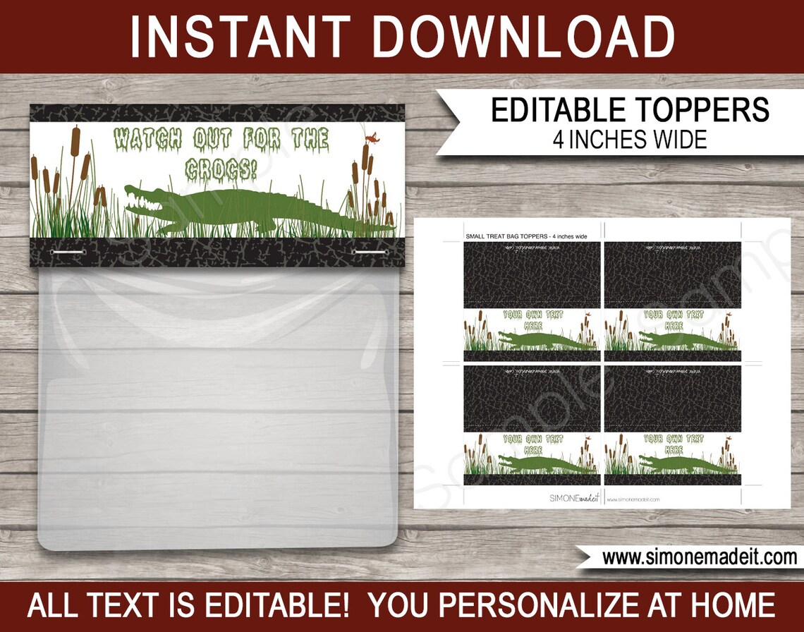 Swamp Party Decorations & Invitation Bundle: Editable Printable ...