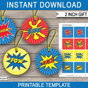 Superhero Cupcake Toppers Template Printable Super Hero Theme Birthday ...