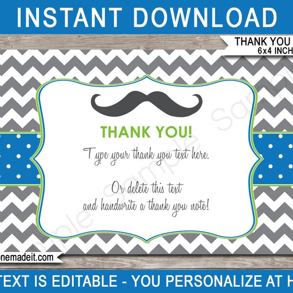 Mustache Thank You - Etsy