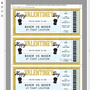 Boxing Ticket Gift Voucher Valentines Day Fight - Surprise Boxing Match ...