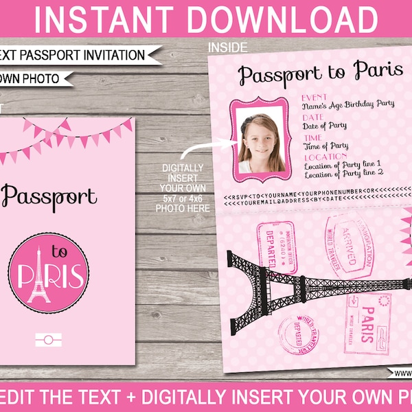 Passport Photo Template Birthday Party - Etsy