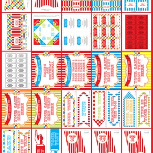Carnival Theme Party Invitations & Decorations Printable Package Set ...