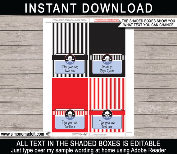 Pirate Food Labels Printables Pirate Party – 5M Creations Blog