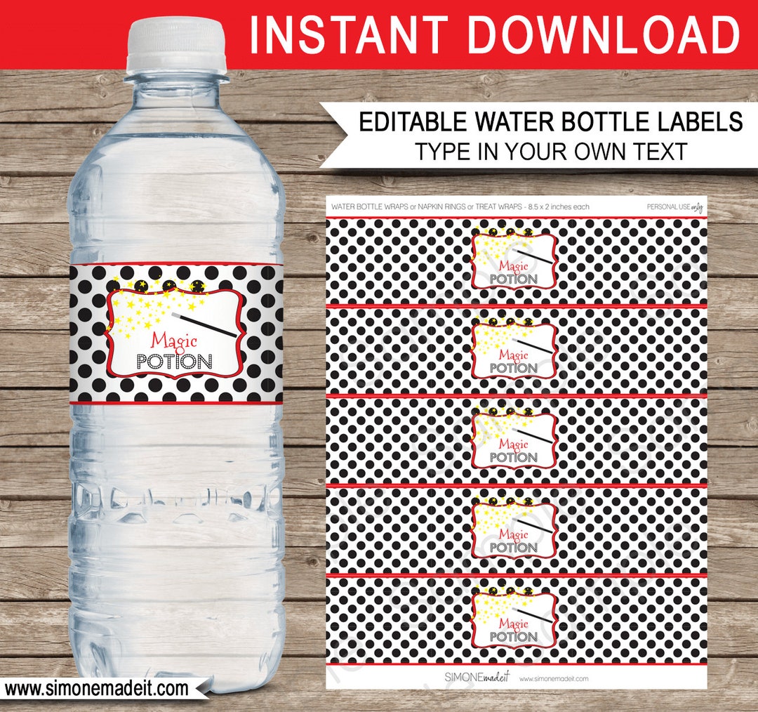 Magic Water Bottle Labels Template - Magic Potion - Printable Magic ...