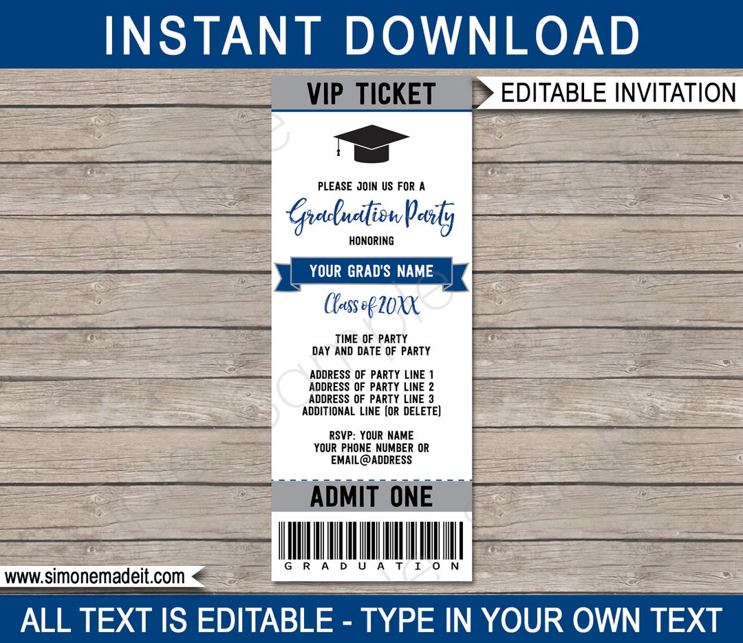 Graduation Ticket Invitation - Graduation Party - Printable Grad Invite ...