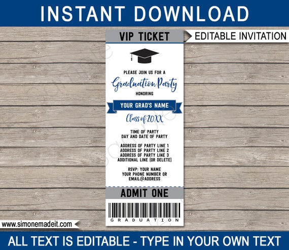 Graduation Ticket Invitation Graduation Party Printable - Etsy